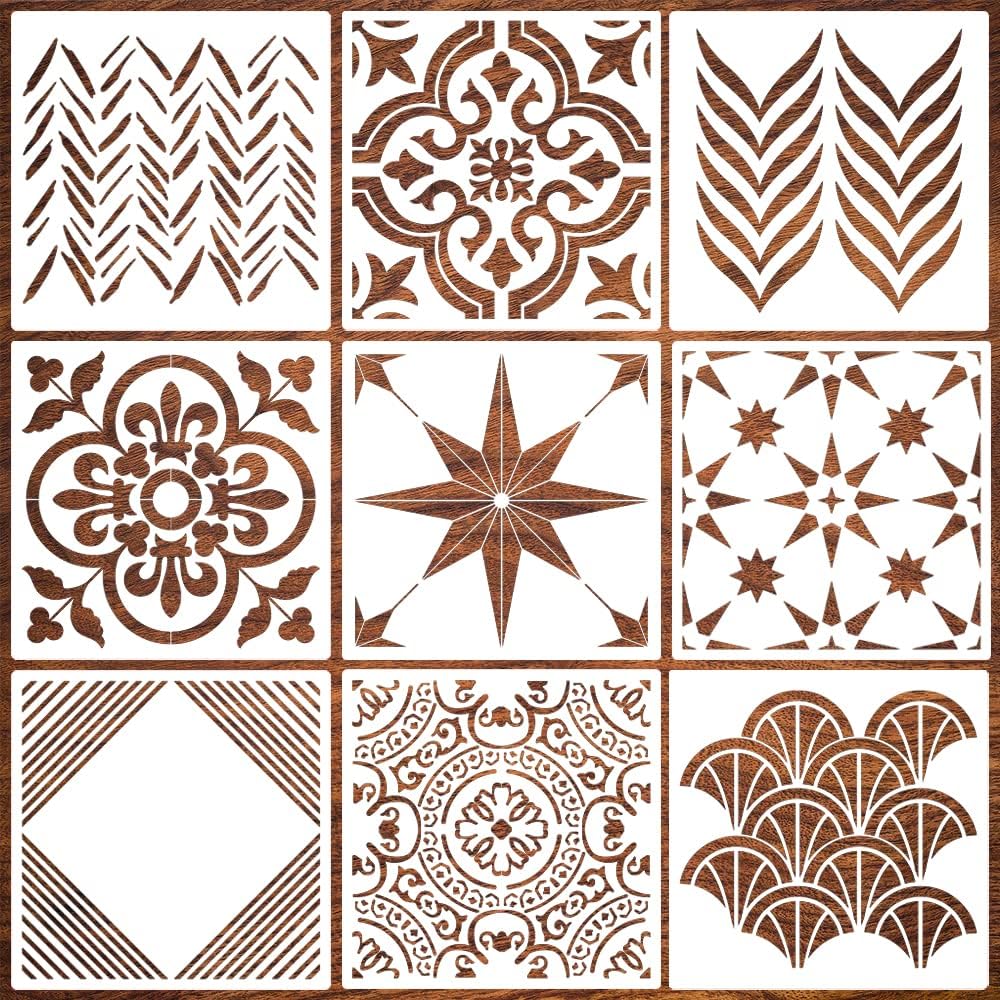 Amazon.com: Tile Stencil for Painting 12 x12 Inch Large Wall Stencils ...