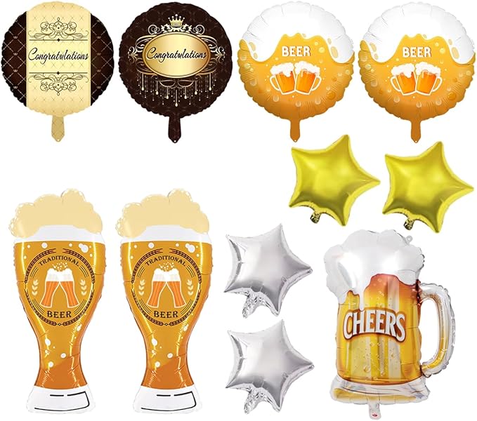 Beer Balloons 12 Pcs Super Large Cheers and Beers Foil Balloons Beers ...