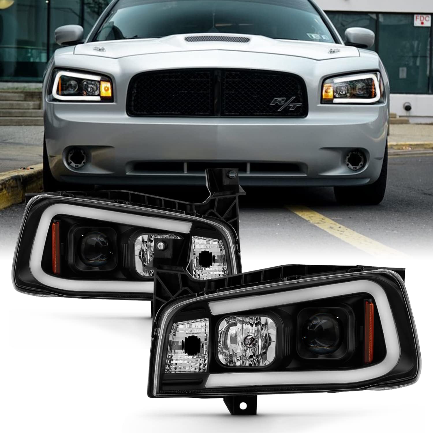 Amazon.com: FIONE Xenon Model for Dodge Charger Headlights Assembly ...