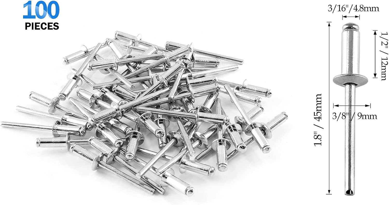 Buy Jersvimc 3/16 x 1/2 Aluminum Blind Rivets Assortment, Silver Pop ...