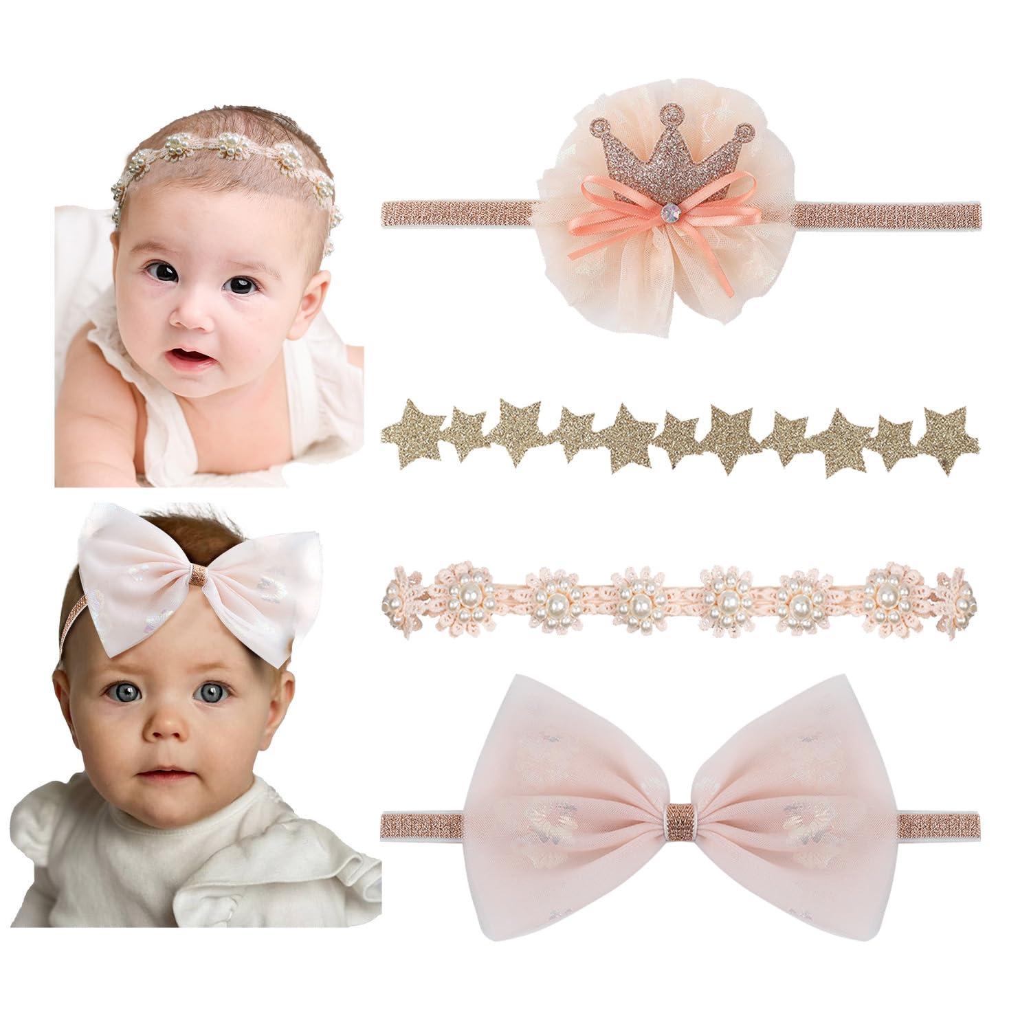 Amazon.com: Esumun Baby Girl Baptism Hair Bow Headband, Christening ...