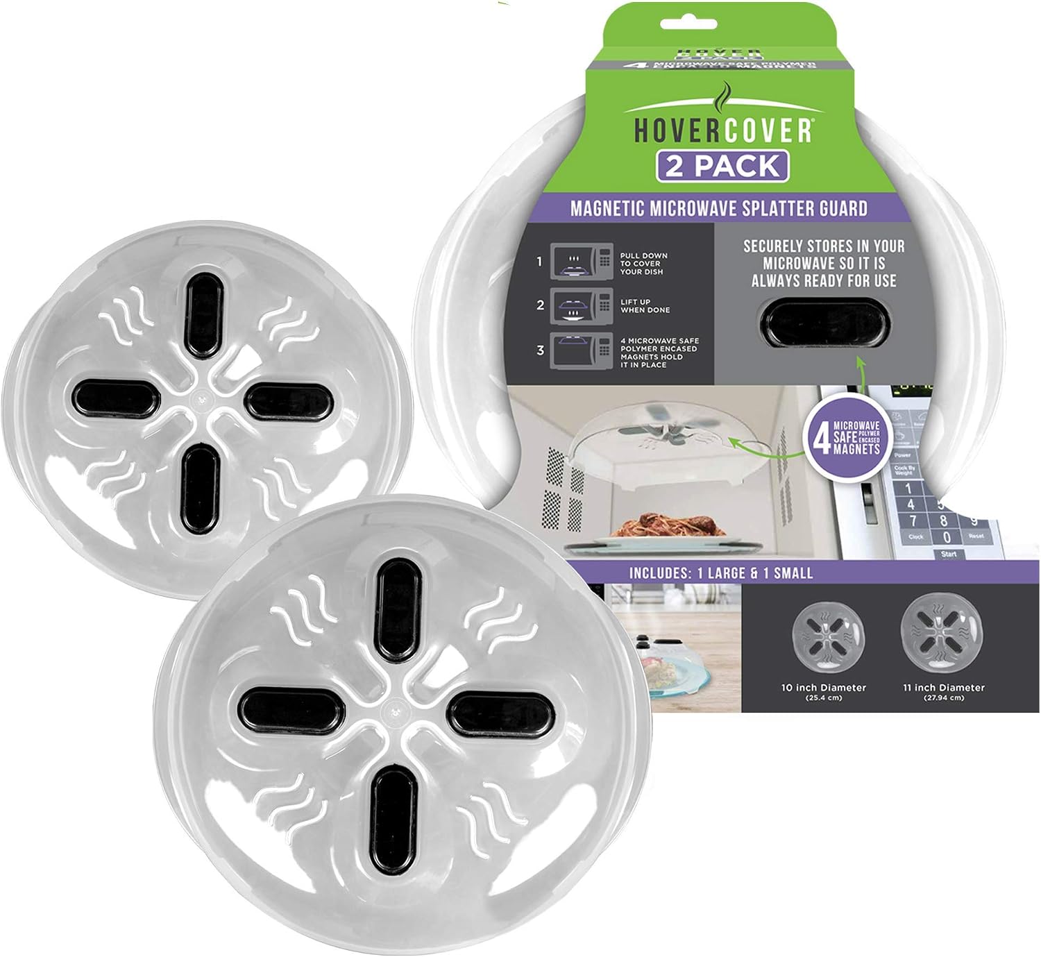 Amazon.com: Set of 2 Hover Cover Magnetic Microwave Splatter Lid with ...