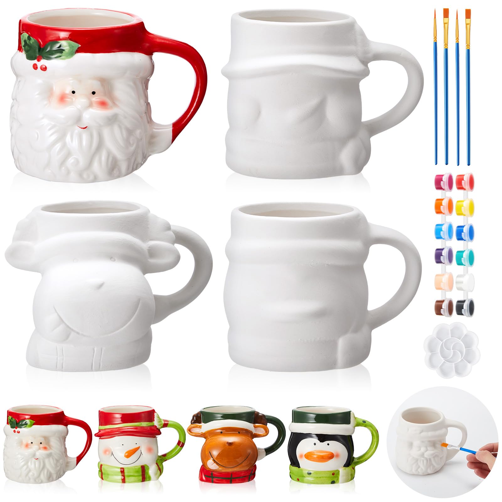 Amazon.com: LOYIM Set of 4 Christmas Paint Your Own Mugs Christmas ...