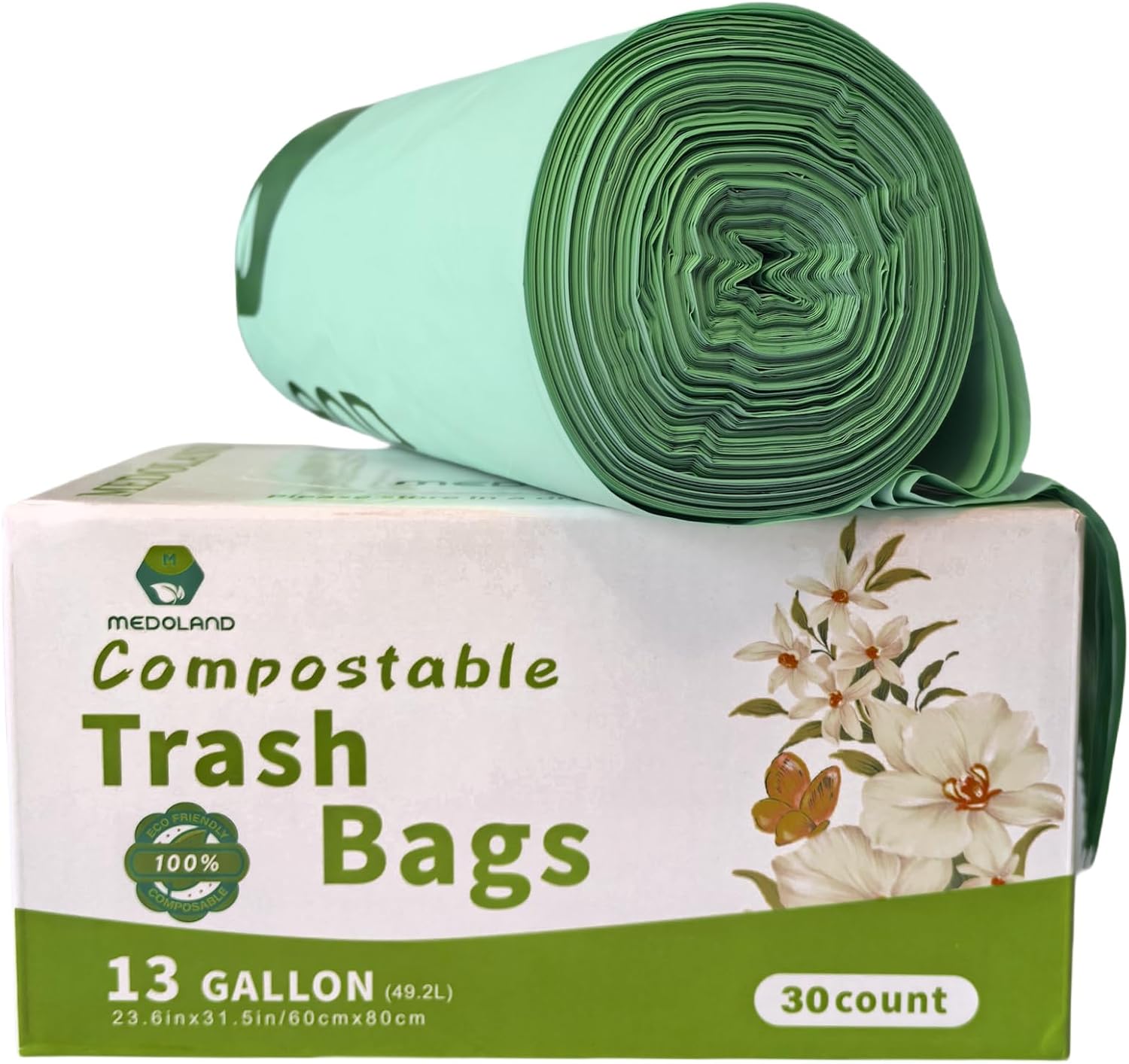 Amazon.com: Medoland 100% Compostable Bags, 13 Gallon (30 Count), Tall ...