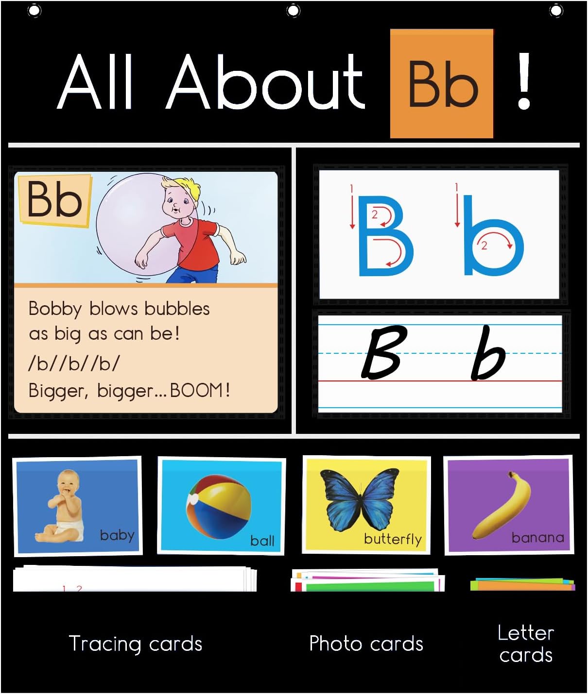 Amazon.com: Motiskyy 34" x 27" All About Letters Pocket Chart Alphabet ...