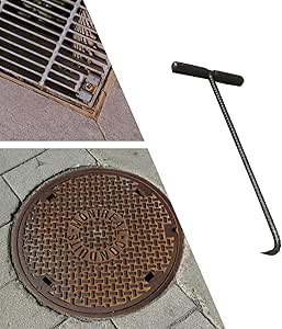 Amazon.co.jp: Manhole Hook Steel Portable Manhole Hook Tool, Utility ...