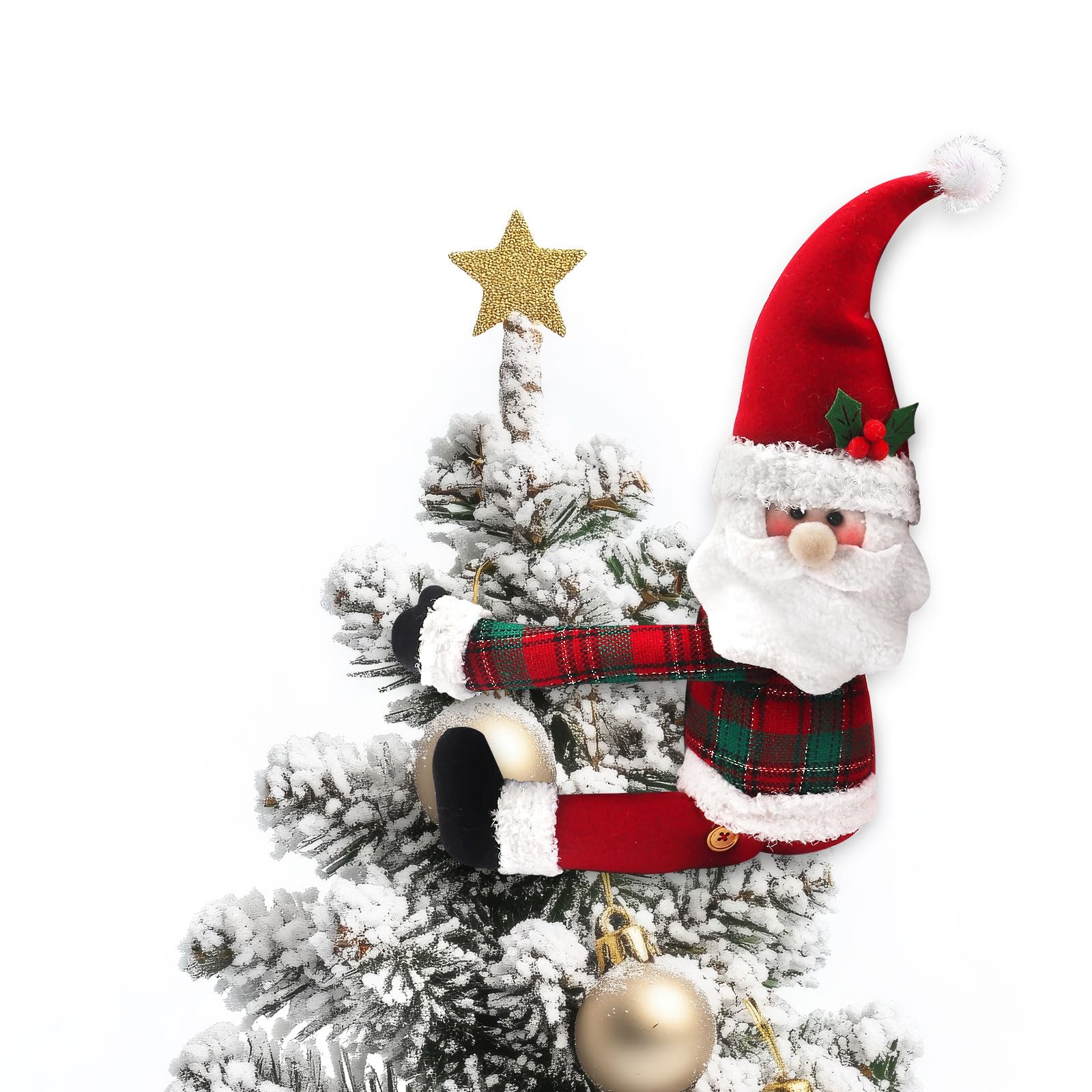 Amazon.com: LANGFON Christmas Tree Topper Santa Christmas Tree Topper ...