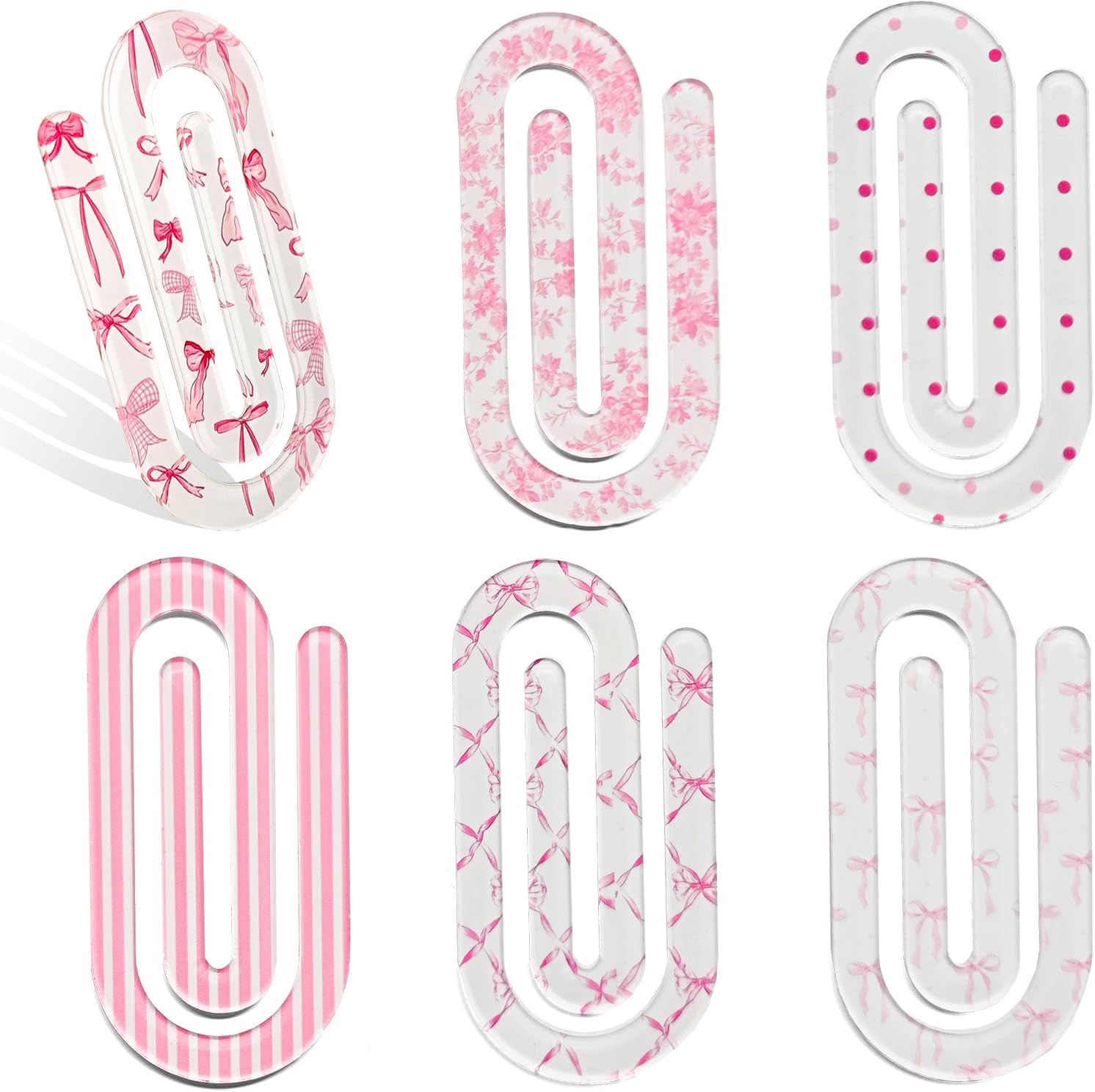 Amazon.com: 12 Pcs Pink Bow Acrylic Paper Clips Teacher Appreciation ...