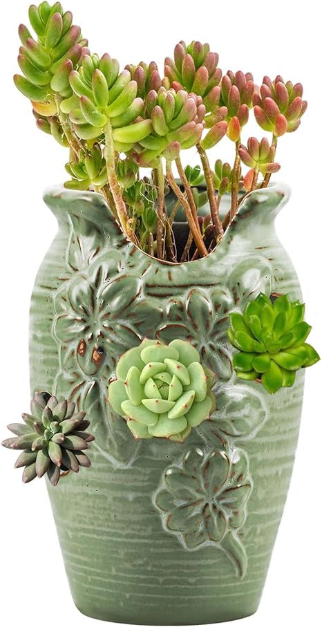 Amazon.com : Ayiwiee Ceramic Strawberry Planter with Multi Openings ...