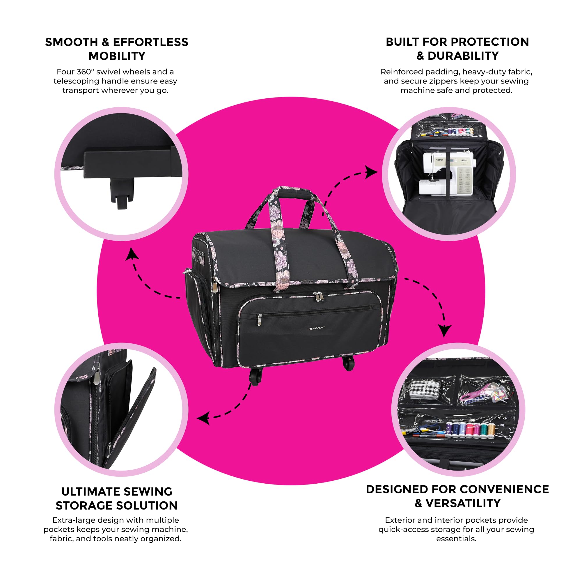 Snapklik.com : Everything Mary XXL Wheeled Sewing Machine Bag Sewing ...