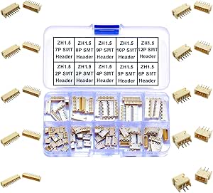Kidisoii JST Connector Kit, ZH1.5 SMT Header Jst 1.5mm Pitch IC Socket Plugs Adapter, JST-ZH 2/3 ...