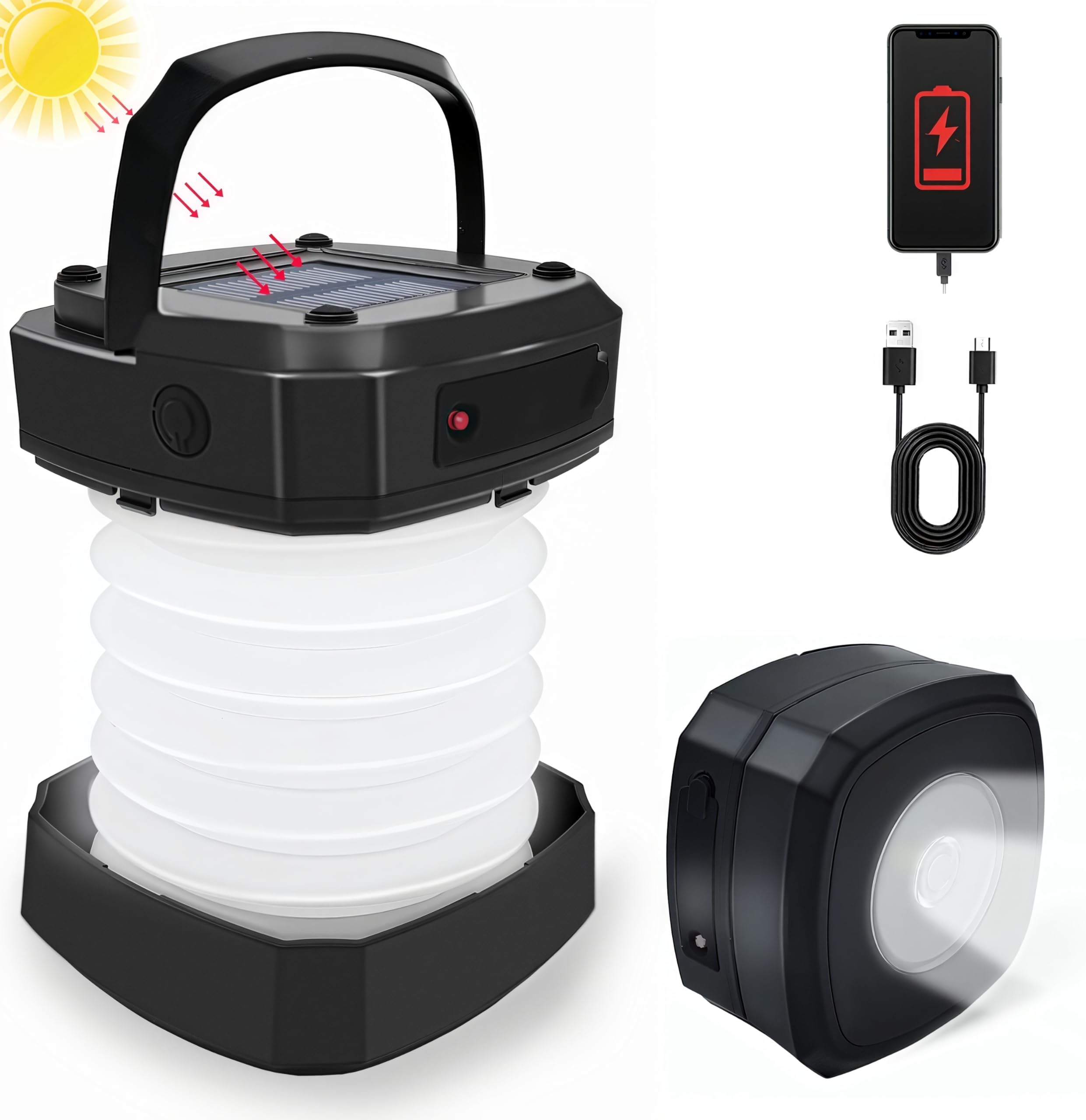Amazon.com: Camping Lantern Rechargeable LED Flashlight,6 Modes Torch ...