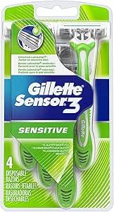 Gillette Mens Sensor 3 Sensitive Disposable 4 Count (3 Pack) : Buy ...