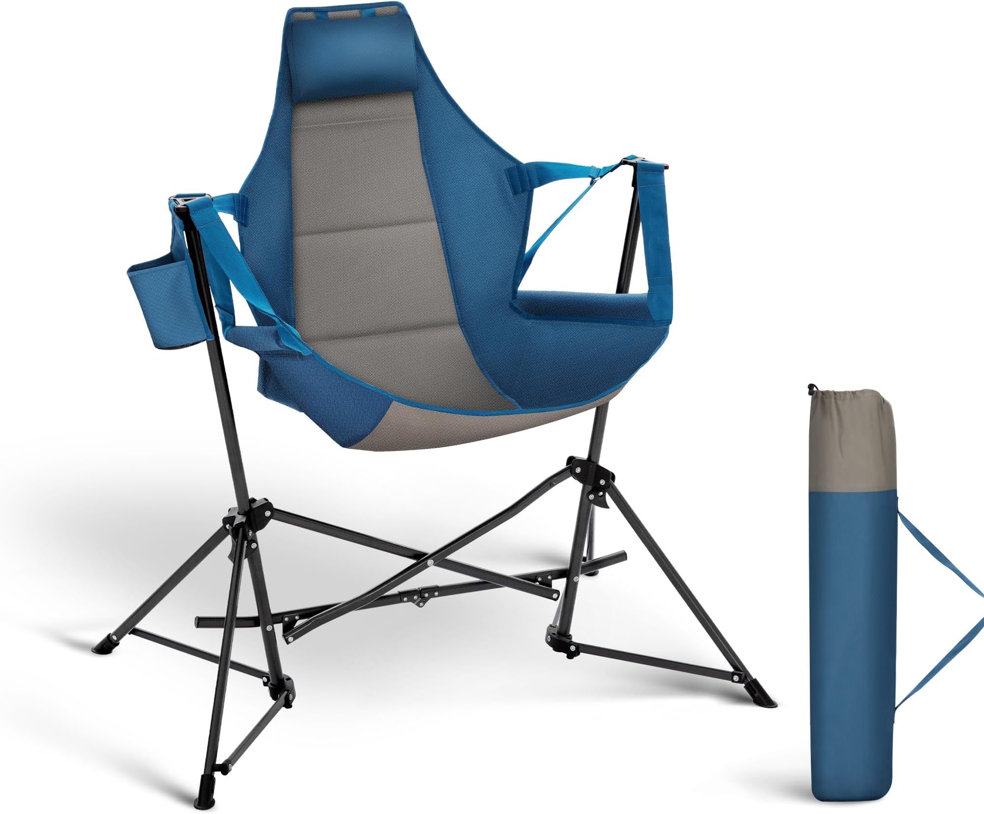 ALPHA CAMP Swinging Camping Chair Folding Garden Chairs with Cup Holder ...