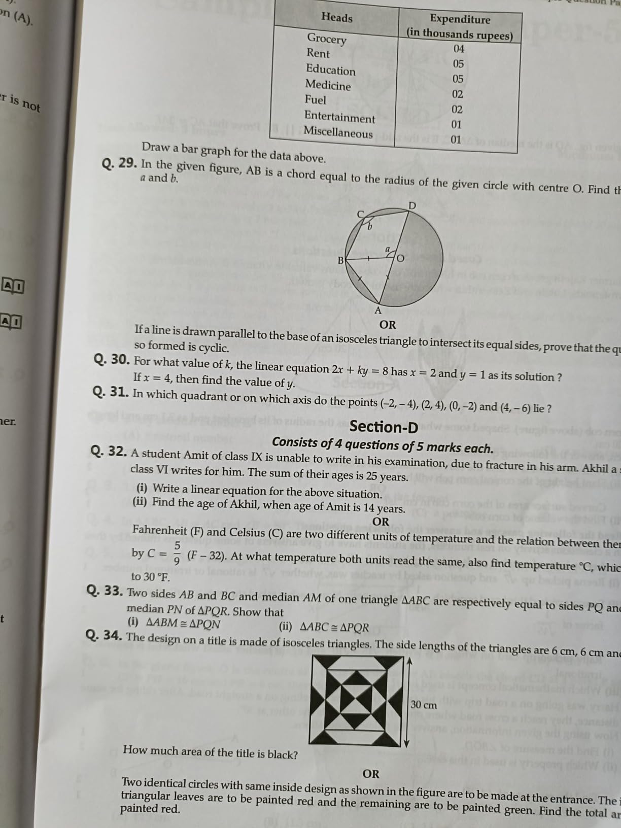 Oswaal CBSE Sample Question Papers Class 9 Mathematics Book (For 2025 ...