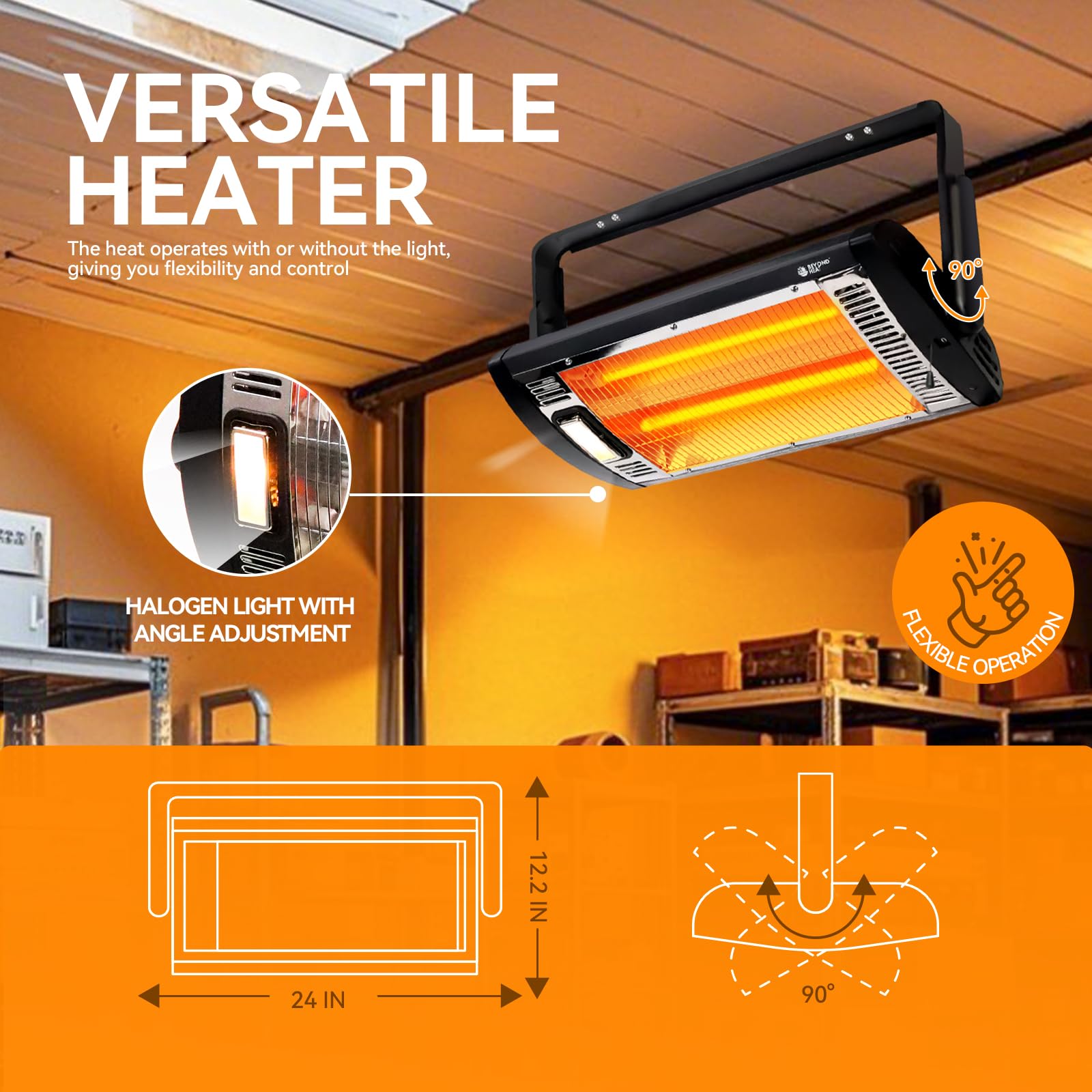 Snapklik.com : BEYOND HEAT Electric Garage Heater 120V, 750/1500W ...