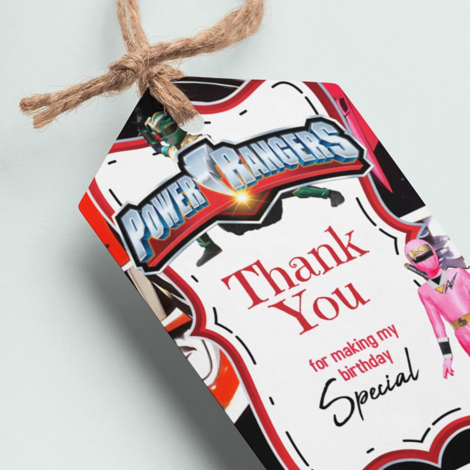 Power Rangers Theme Thank You Cards & Return Gift Tags - 30Pcs, 2x3.5 ...
