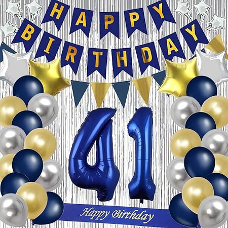 Amazon.com: 41st Birthday Decorations Party Supplies Happy 41st ...