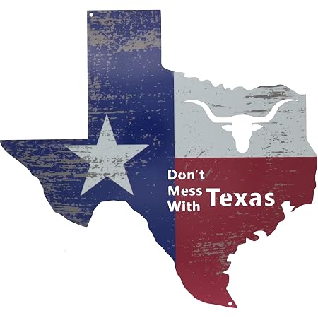 Amazon.com : Texas State Rustic Flag Cut Out Metal Tin Sign Wall Décor ...