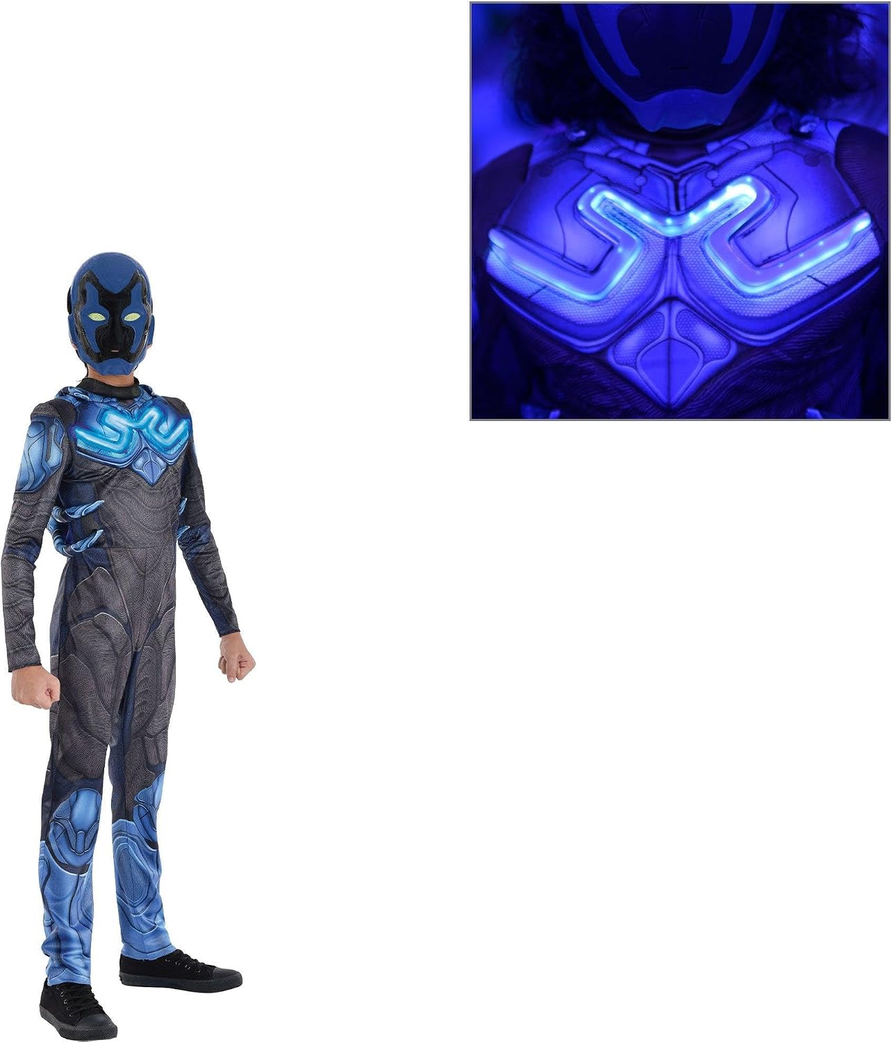 Amazon.com: Kids' Light-Up Blue Beetle Costume - Blue Beetle Movie ...