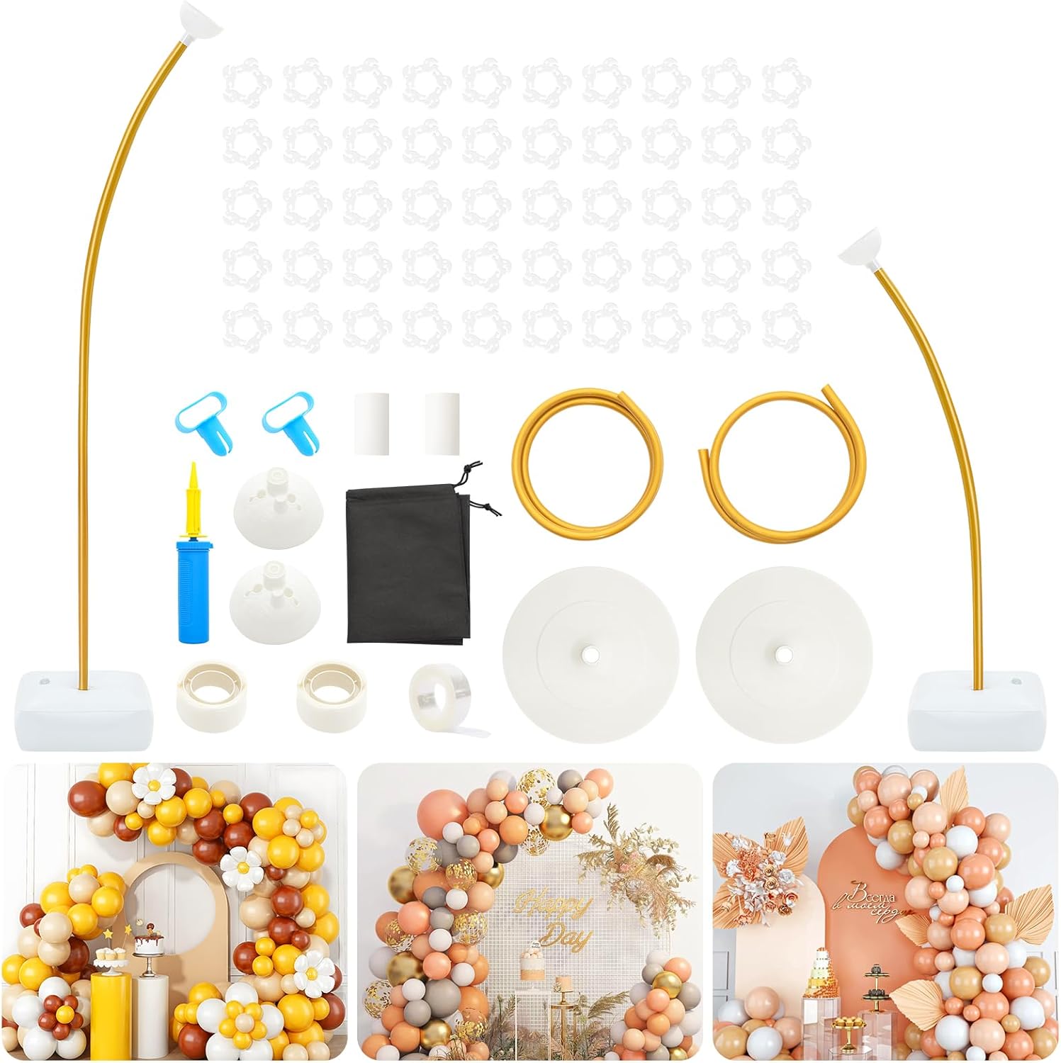 Amazon.com: Bending Shape Balloon Arch Kit, Golden 8.2ft & 5ft Half ...
