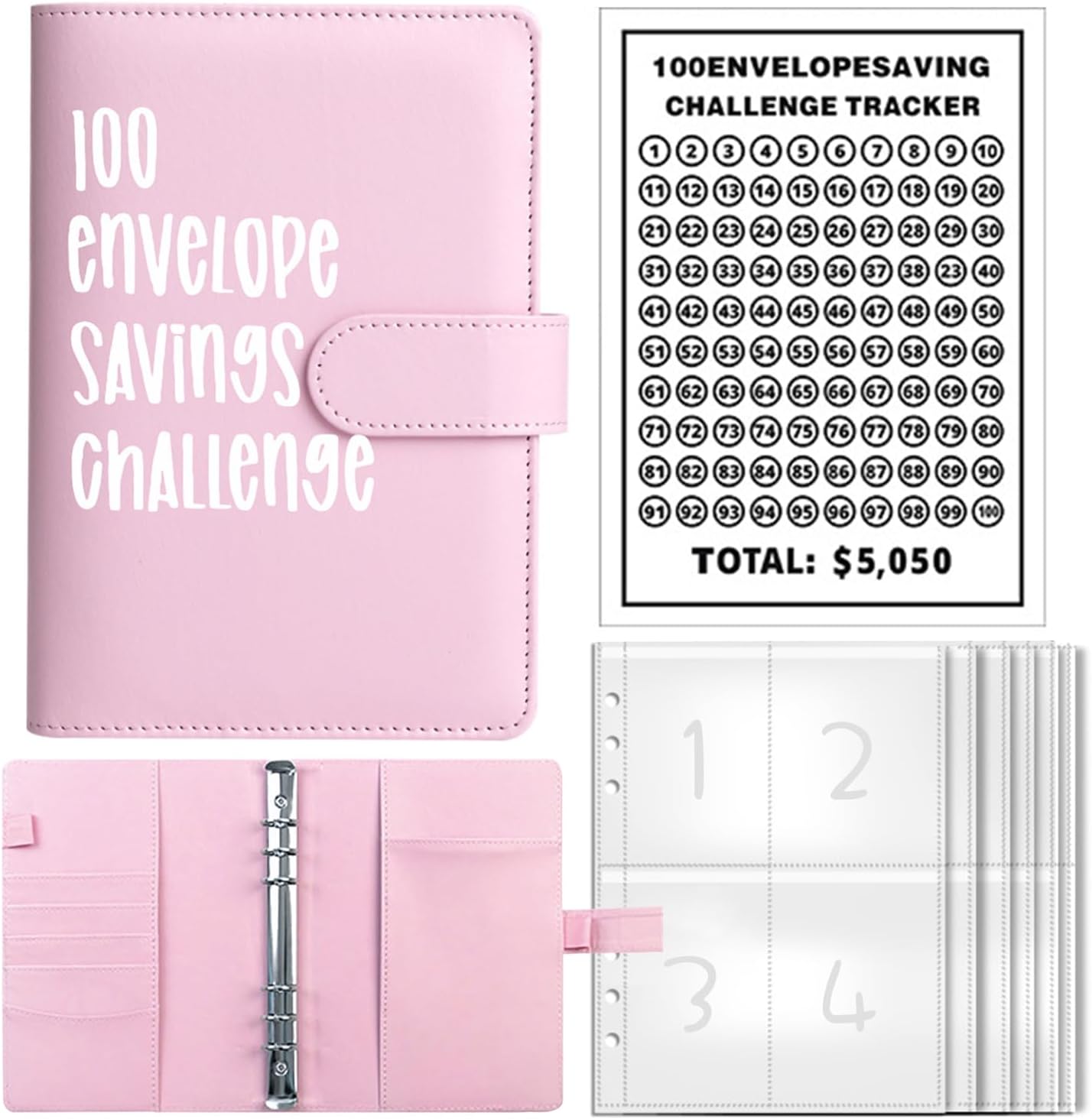 Amazon.com : 100 Envelope Challenge Binder $5050,52 Weeks Budget Binder ...
