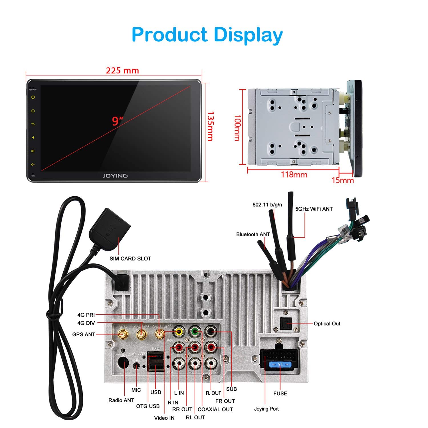 JOYING Android 10 Universal Double Din Car Radio Stereo with 9 Inch IPS ...