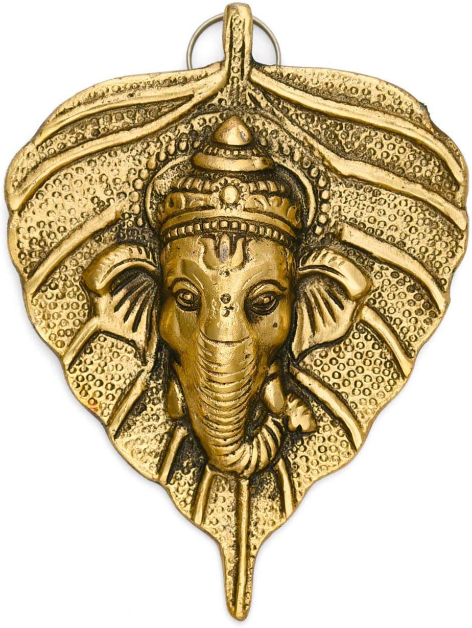 Buy Red Dragon Ganesha Face on Metal Leaf - Ganesh Wall Hanging - Wall ...