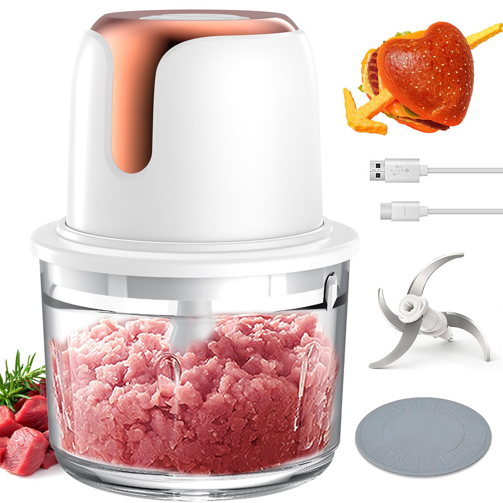 Amazon.com: Sunfuny Cordless Food Processor, Mini Food Chopper Wireless ...