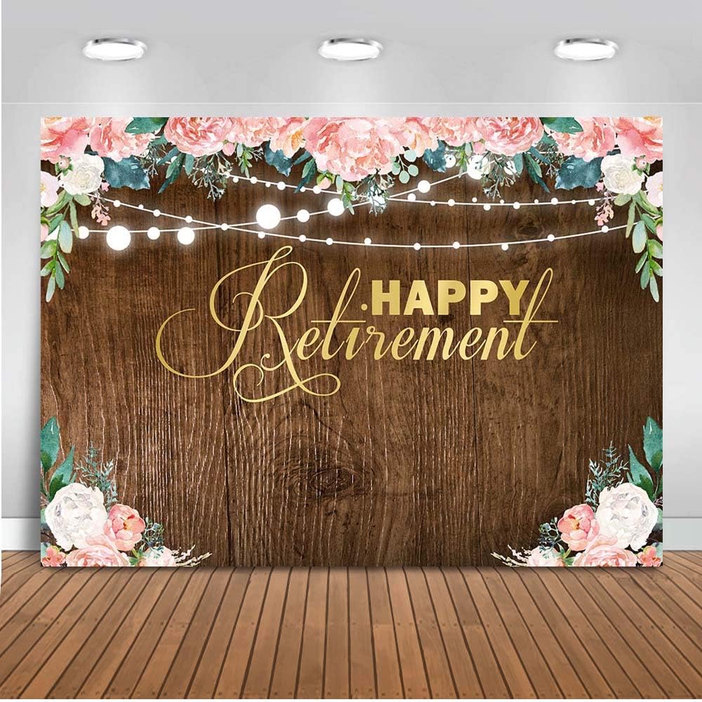 Amazon.com : Mocsicka Happy Retirement Backdrop 7x5ft Vinyl Rustic Wood ...