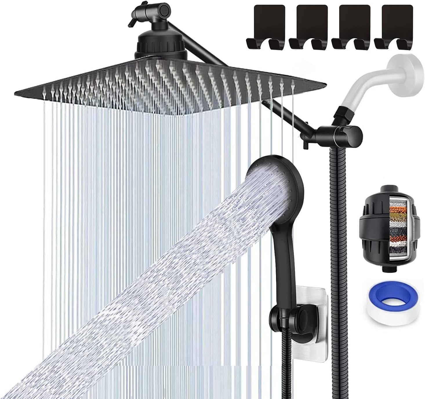 High Pressure Shower Head with Handheld - Filtered Shower Head with ...