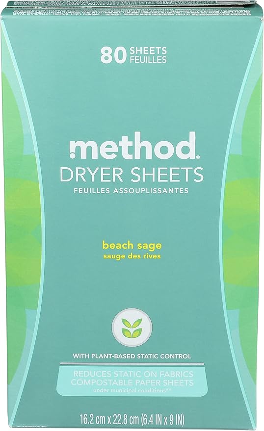 Amazon.com: Method Dryer Sheets, Beach Sage, 80 Count : Health & Household