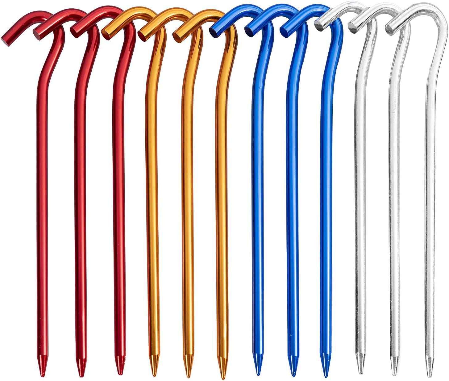 Amazon.com : GOTTE 12 PCS Metal Tent Stakes Tent Pegs with Hook for ...