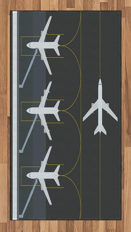 Amazon.com: Ambesonne Airport Area Rug, Aviation Themed Simple ...