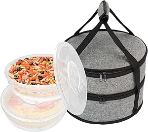 Amazon.com: Aufind 12" 2 Pack Pie Carrier with Lid and Insulated Food Carrying Case Bag ...