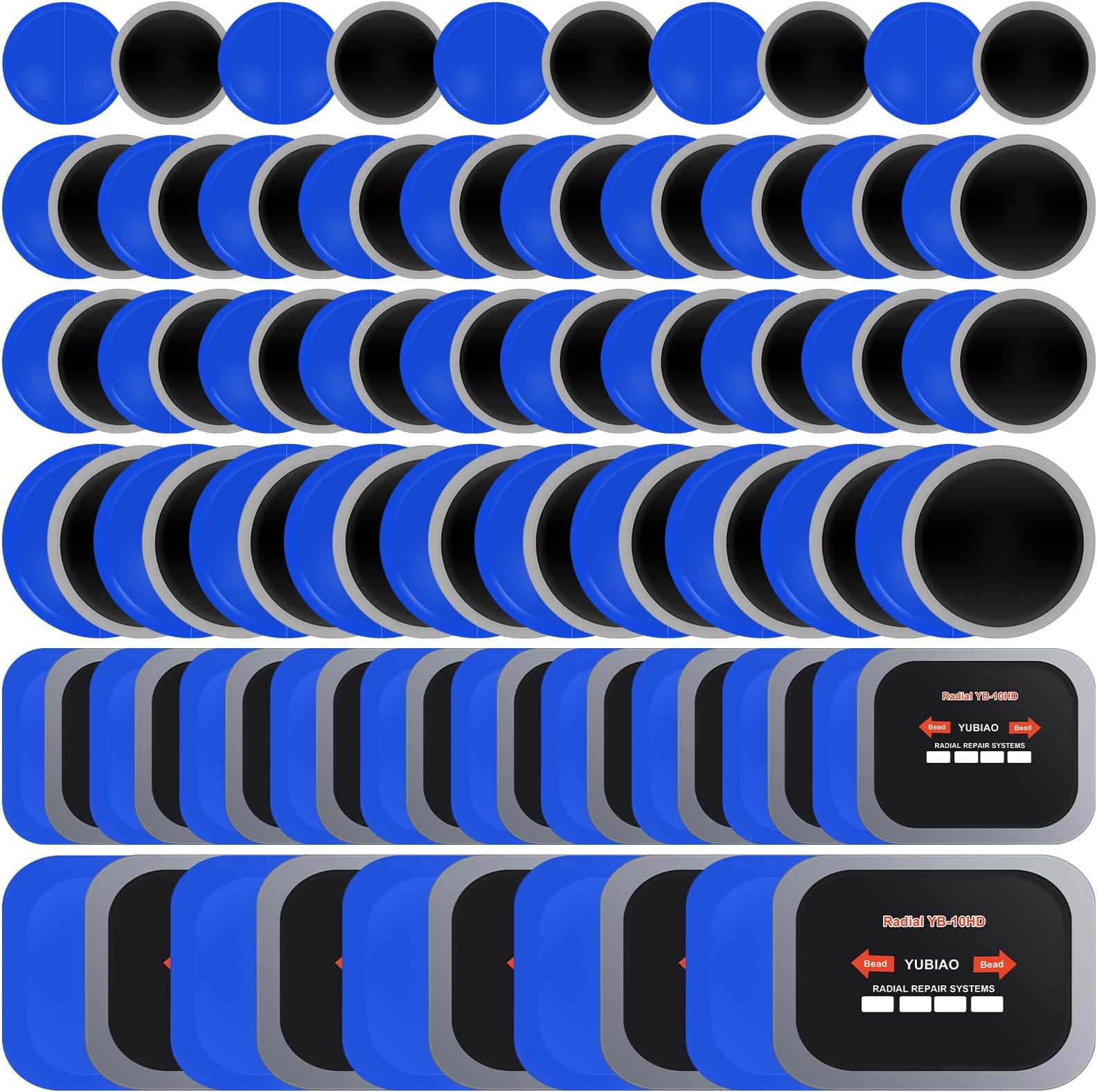 Amazon.com: Tallew 100 Pcs Tire Patches 5 Sizes Rubber Radial Tire ...