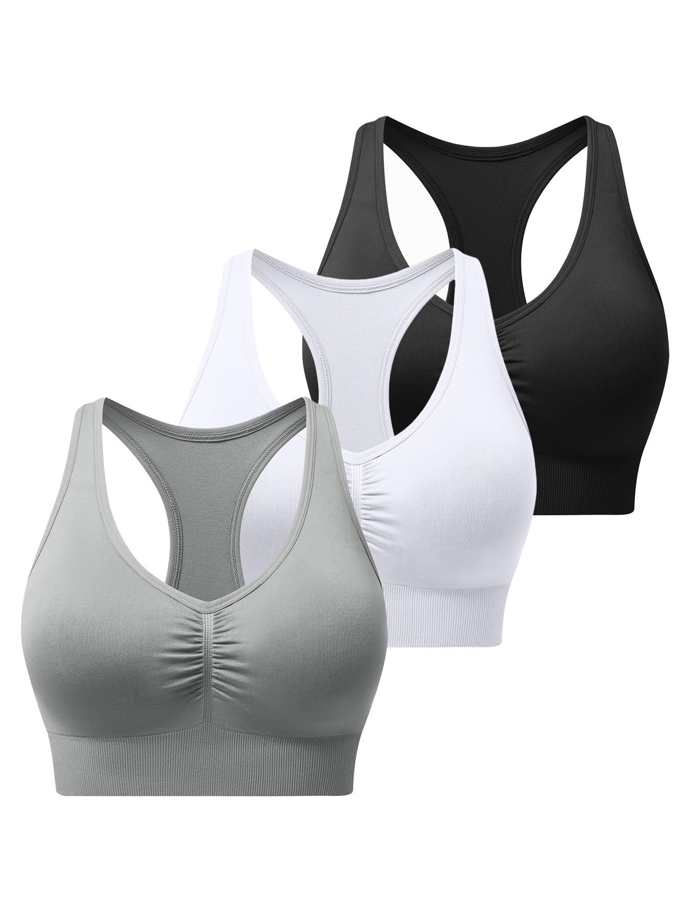 Snapklik.com : Ruched Sports Bra For Women Racerback V-Neck Workout ...