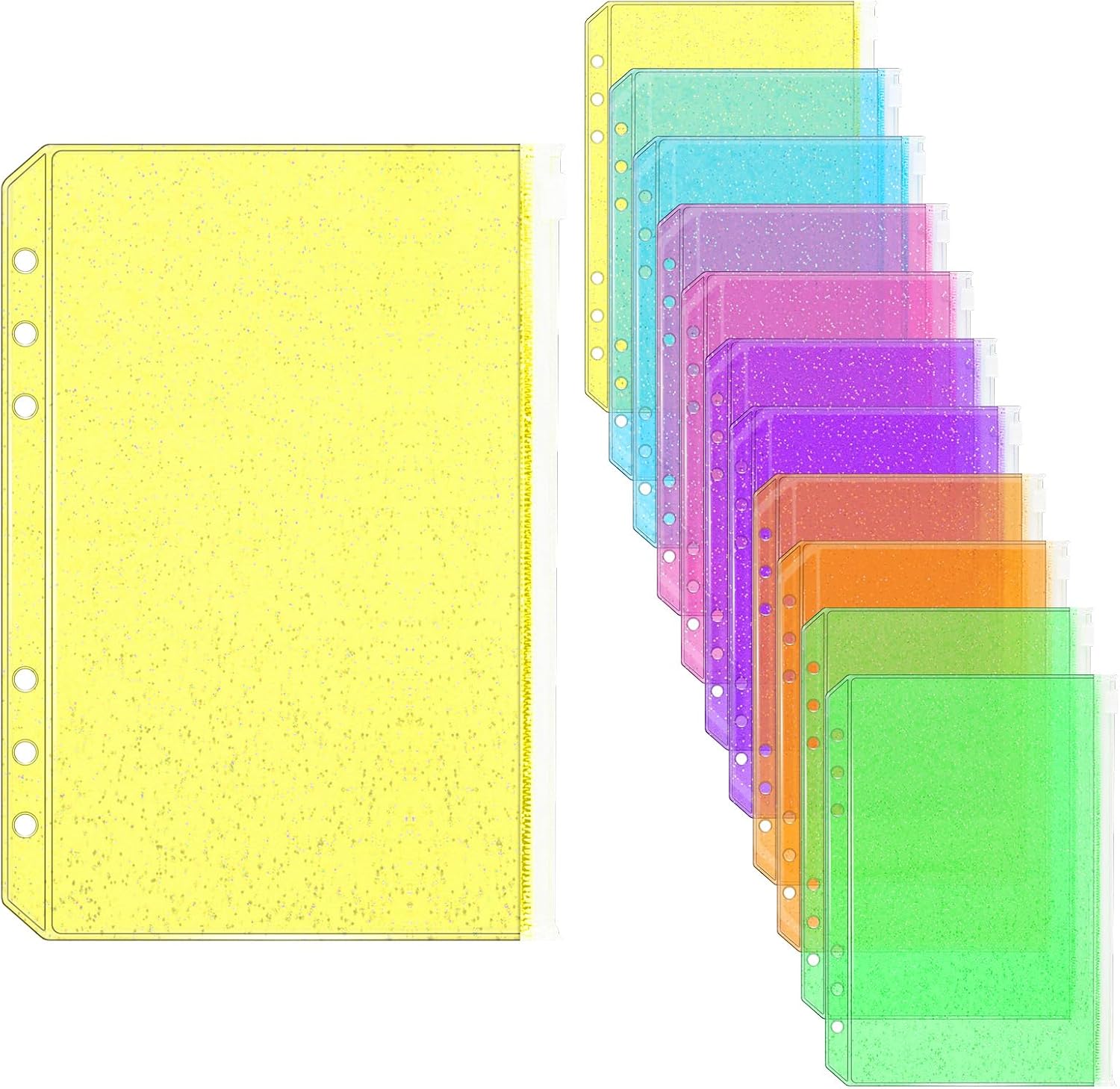 Amazon.com : Mogoostry A5 Zipper Pockets Colorful Glitter 4.8 x 7.9 ...