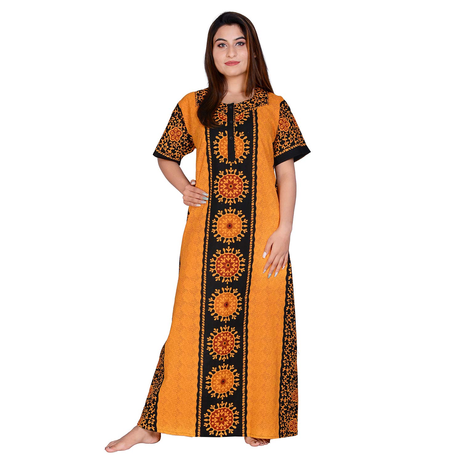 Buy Indian Handicraft Hosiery Cotton Women Sleep Wear Night Gown Casual ...