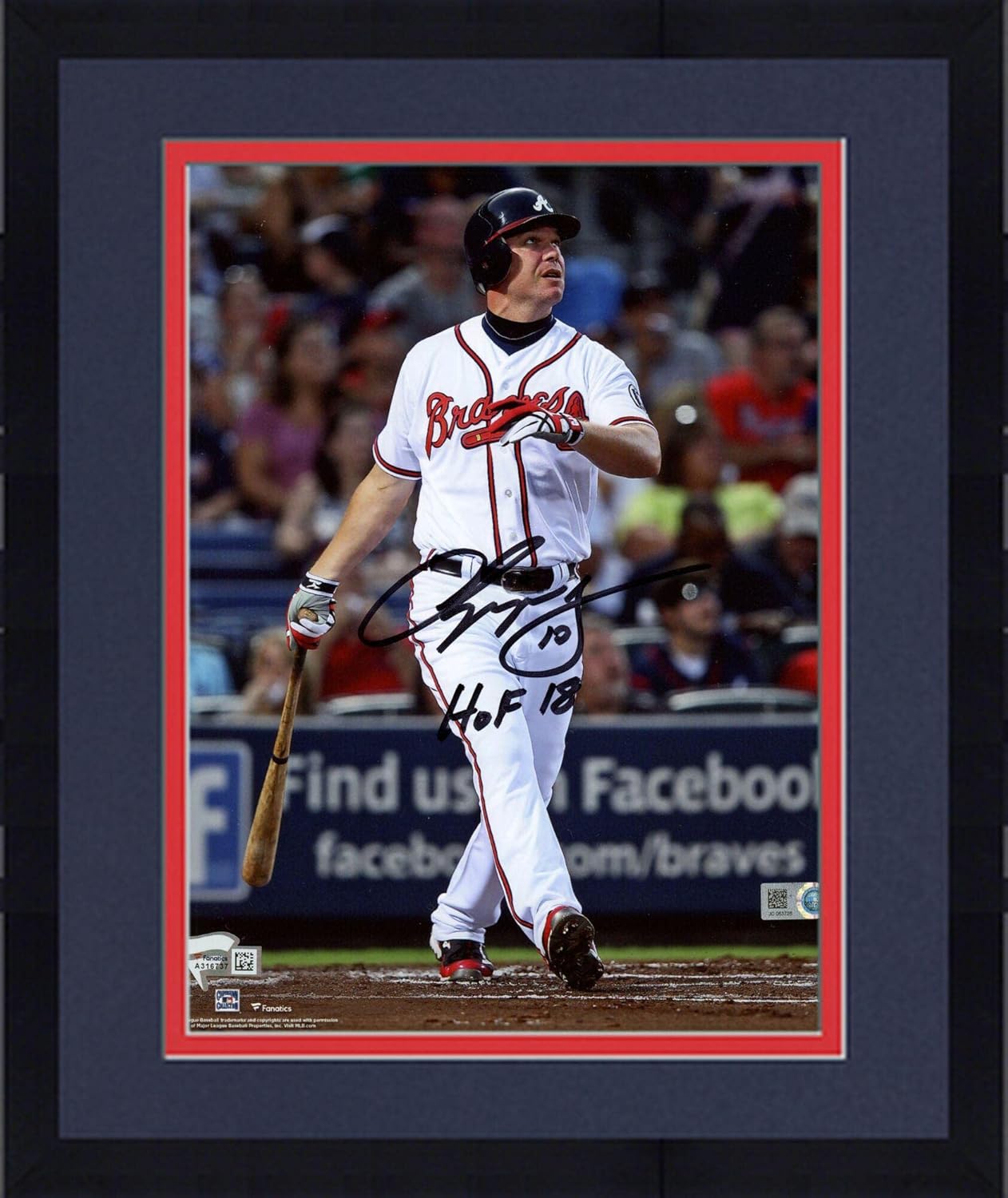 Framed Chipper Jones Atlanta Braves Autographed 8" x 10" Hitting ...