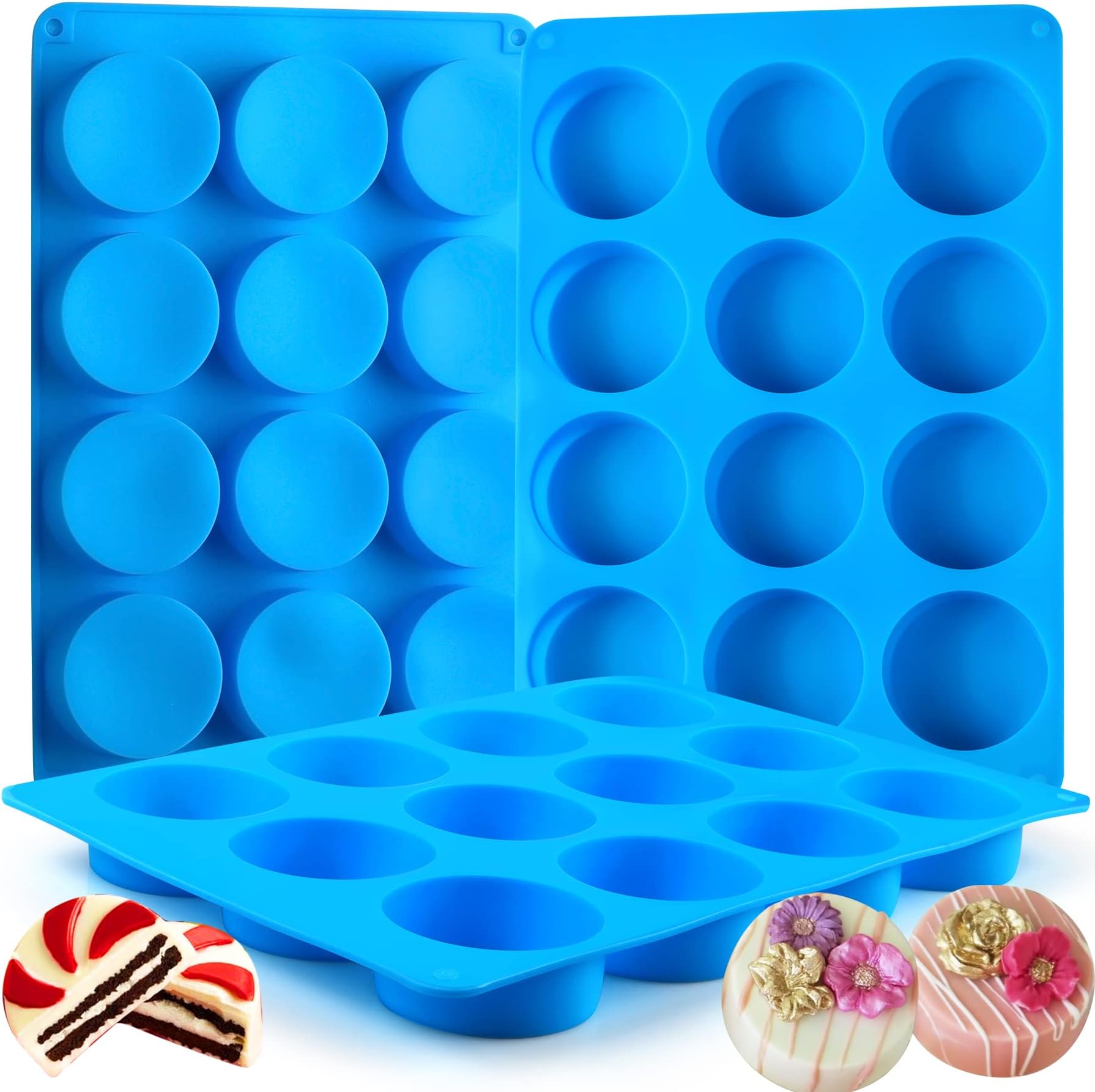 Amazon.com: Silicone Chocolate Cookie Candy Molds [Round, 30 Cup] - Non ...