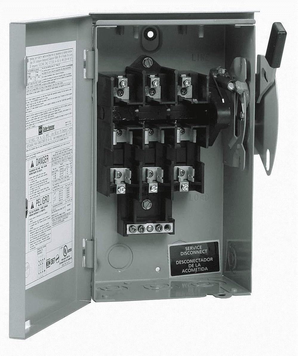 Amazon.com: Fused 3 Pole Disconnect, 480V, 30A, Type H Fuse, Nema 3R ...