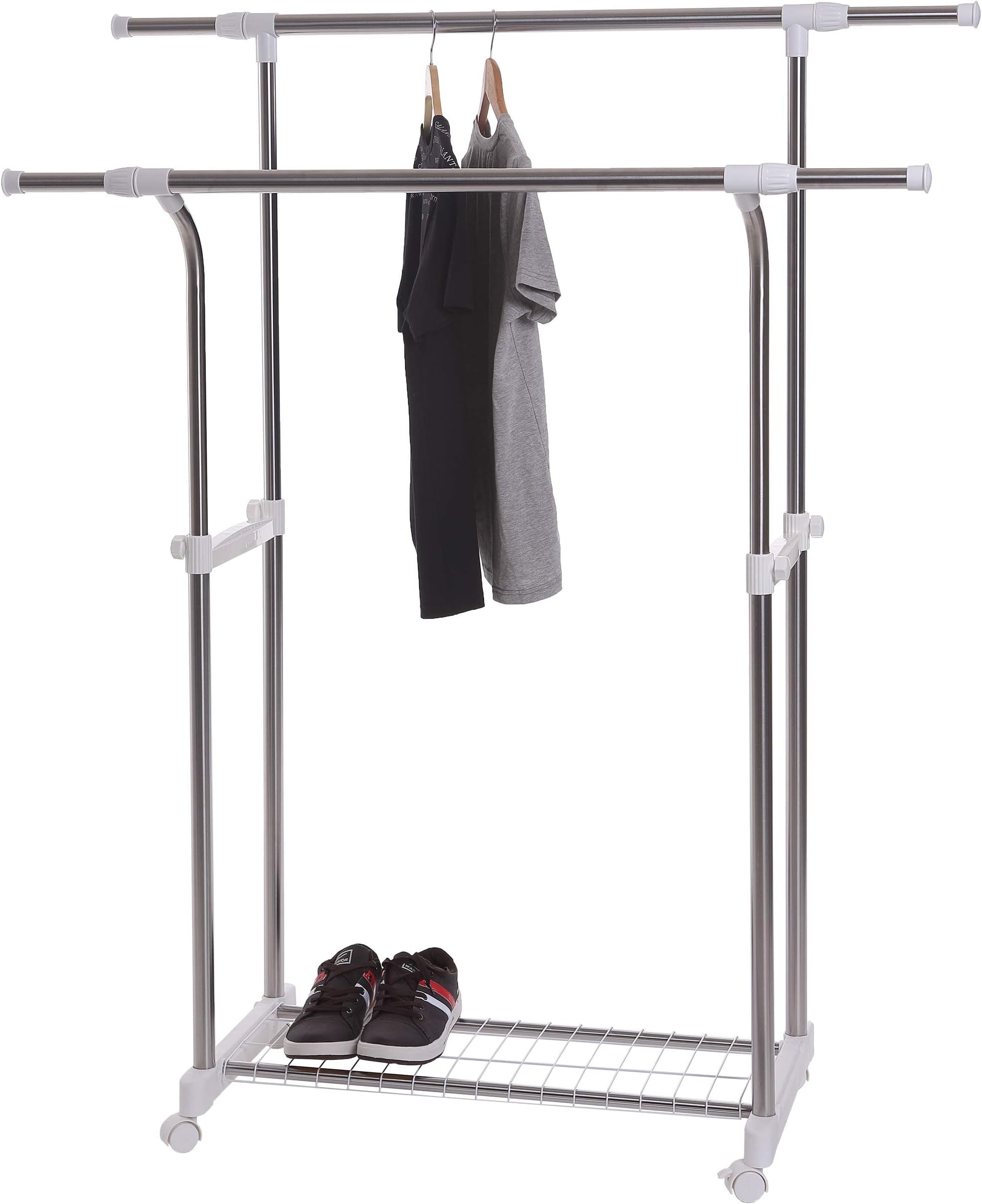 Hyfive Clothes Double Hanging Rail Adjustable Extendable Storage ...