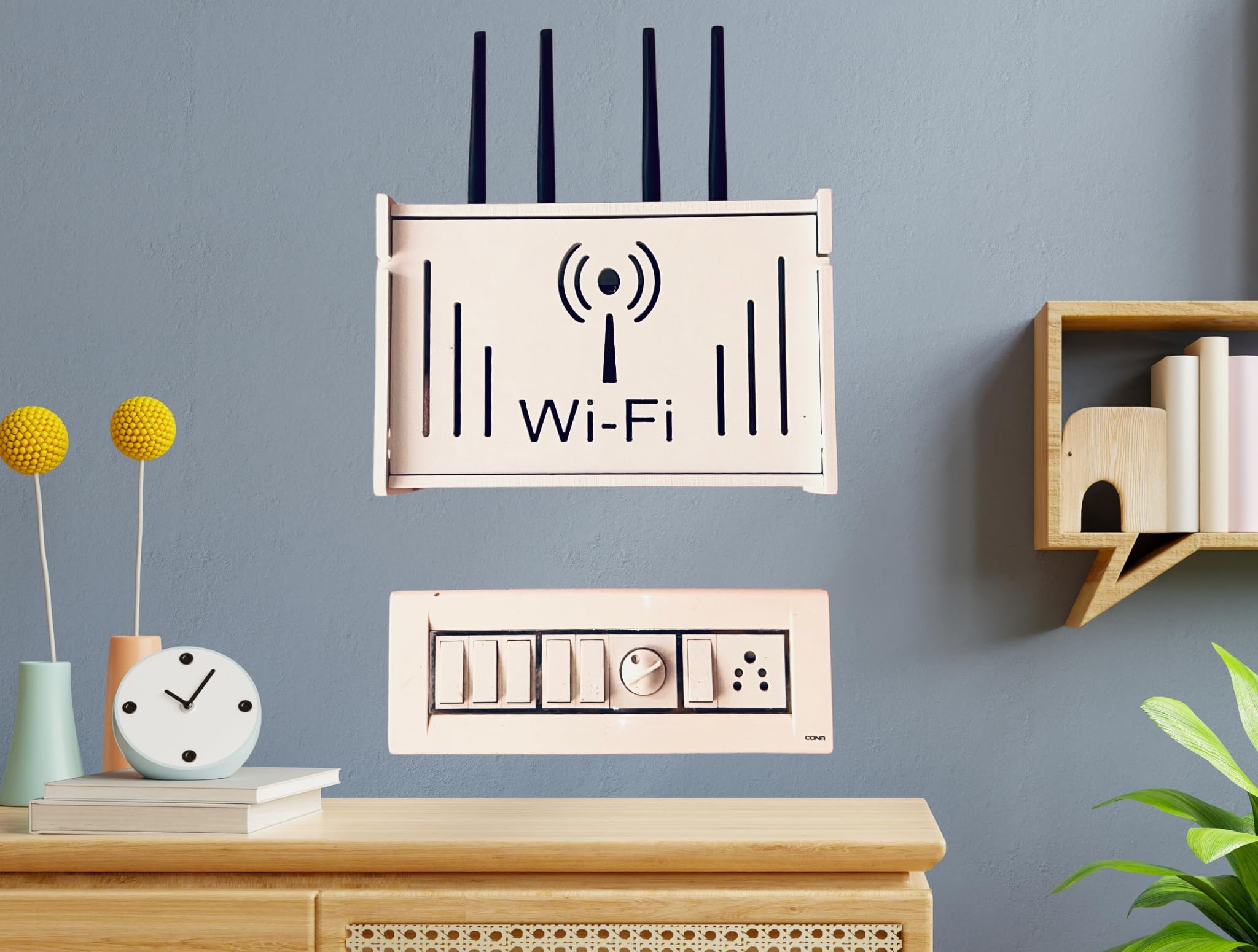SS ARTS Engineered Wood Wall Mount WiFi Router Stand/WiFi Shelf ...