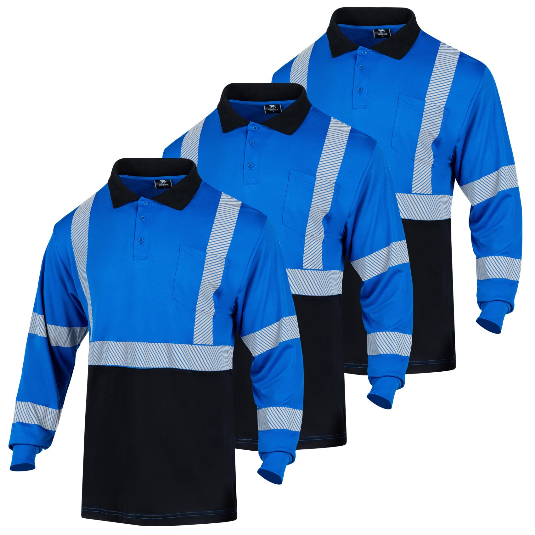 Snapklik.com : VENDACE 3 Pack Hi Vis Long Sleeve Safety Reflective Polo ...