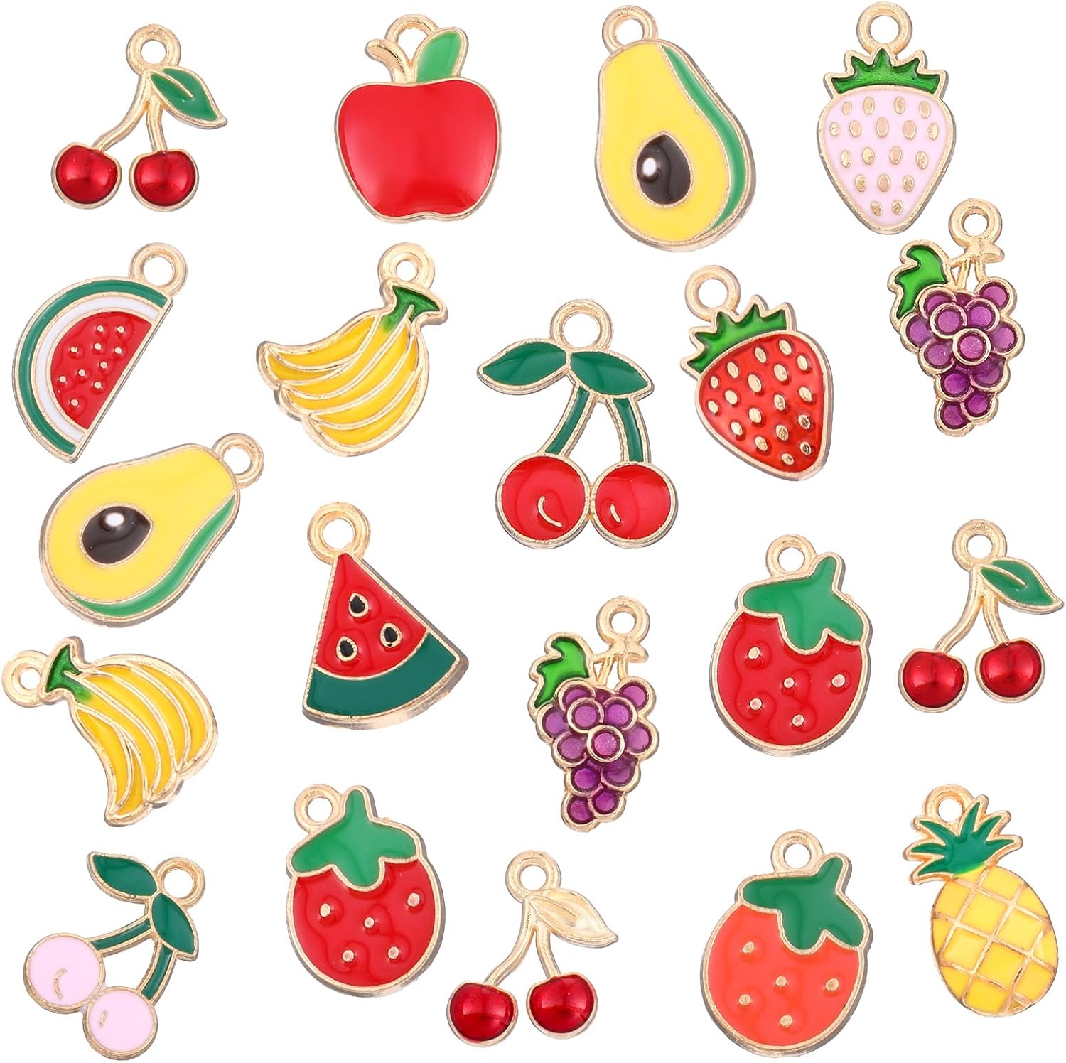 Amazon.com: 20 PCS Fruit Charms, Enamel Food Charms for Jewelry Making ...
