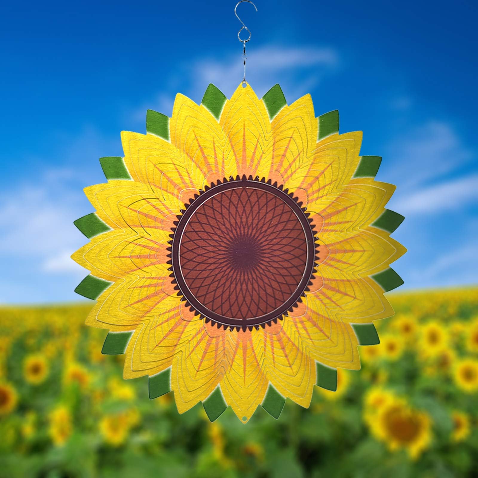 Amazon.com: YABINA Wind Spinner Yard Art Yellow Sunflower Pinwheels ...