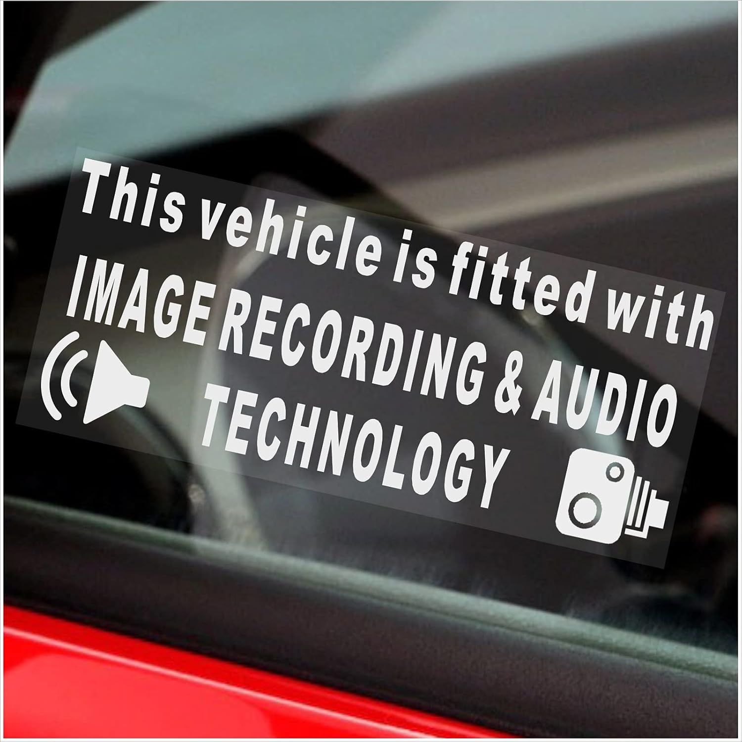 1 x Image Recording and Audio Technology Fitted WINDOW Stickers Warning ...
