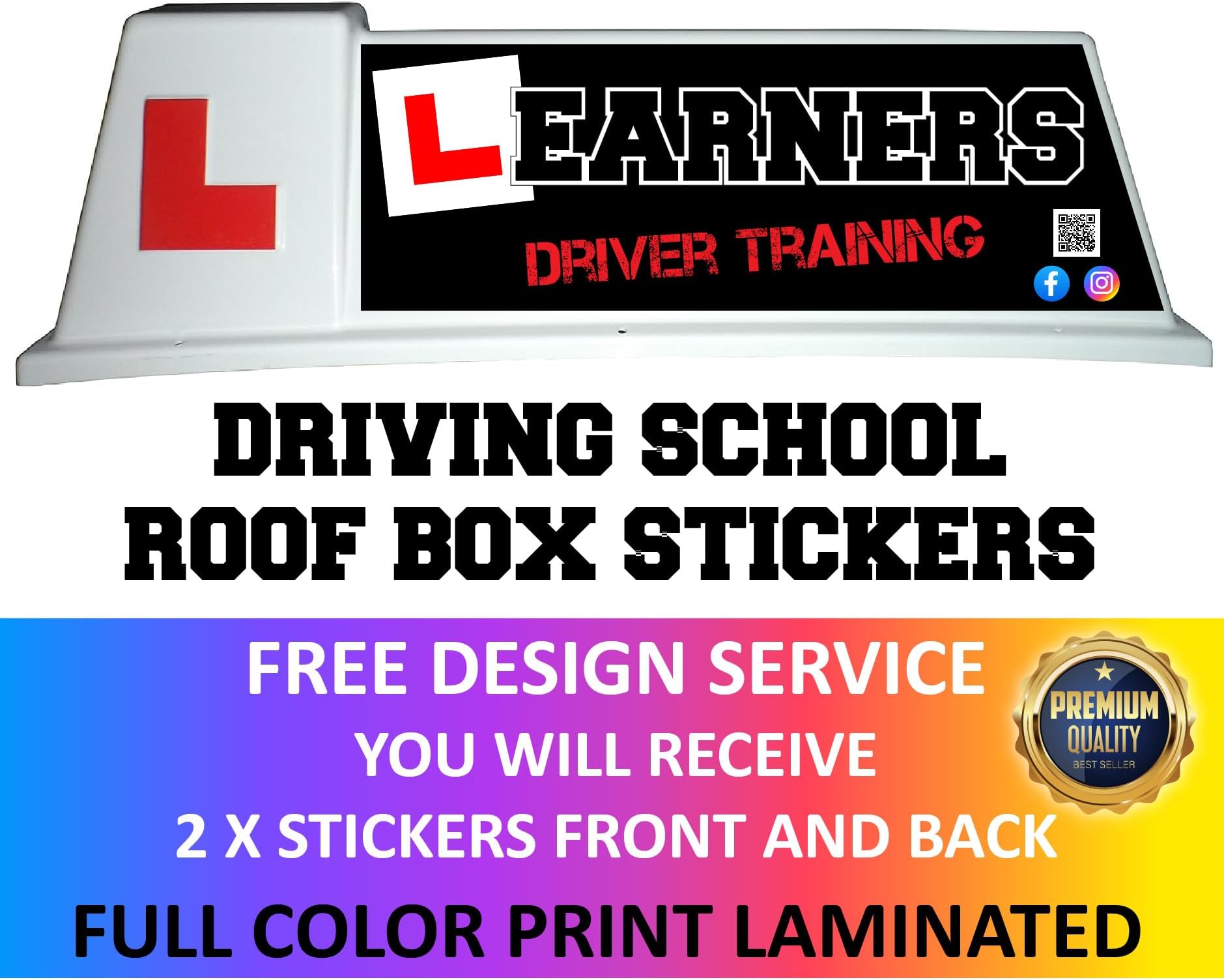 Driving Instructor Stickers, decal, roof box, Driving School : Amazon ...
