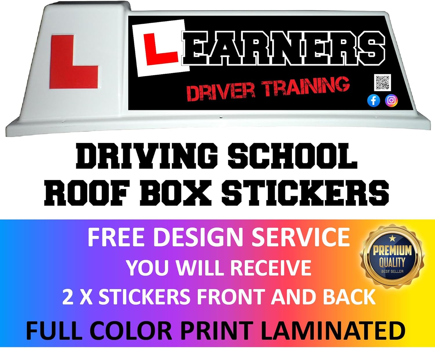 Generic Driving Instructor Roof Box Stickers, Decal, White, Paper ...